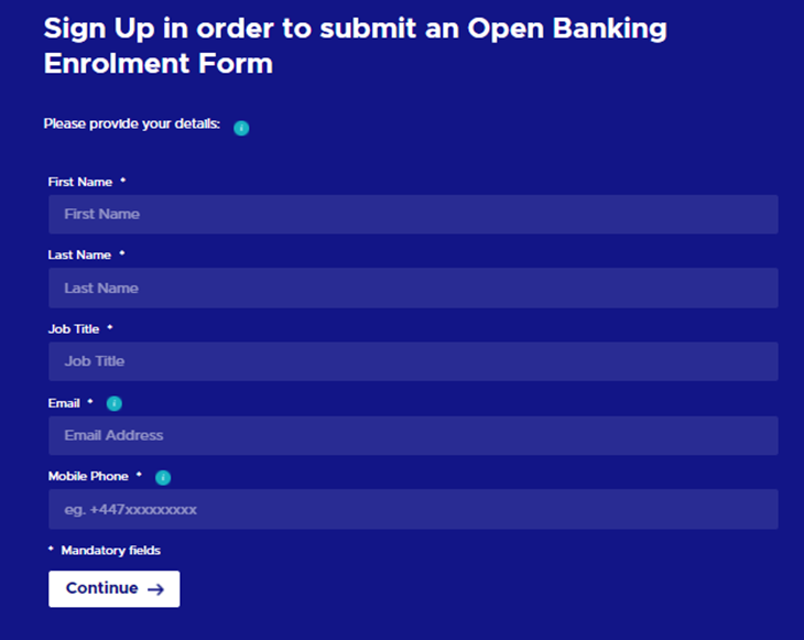 Signing up to access Open Banking for the first time?